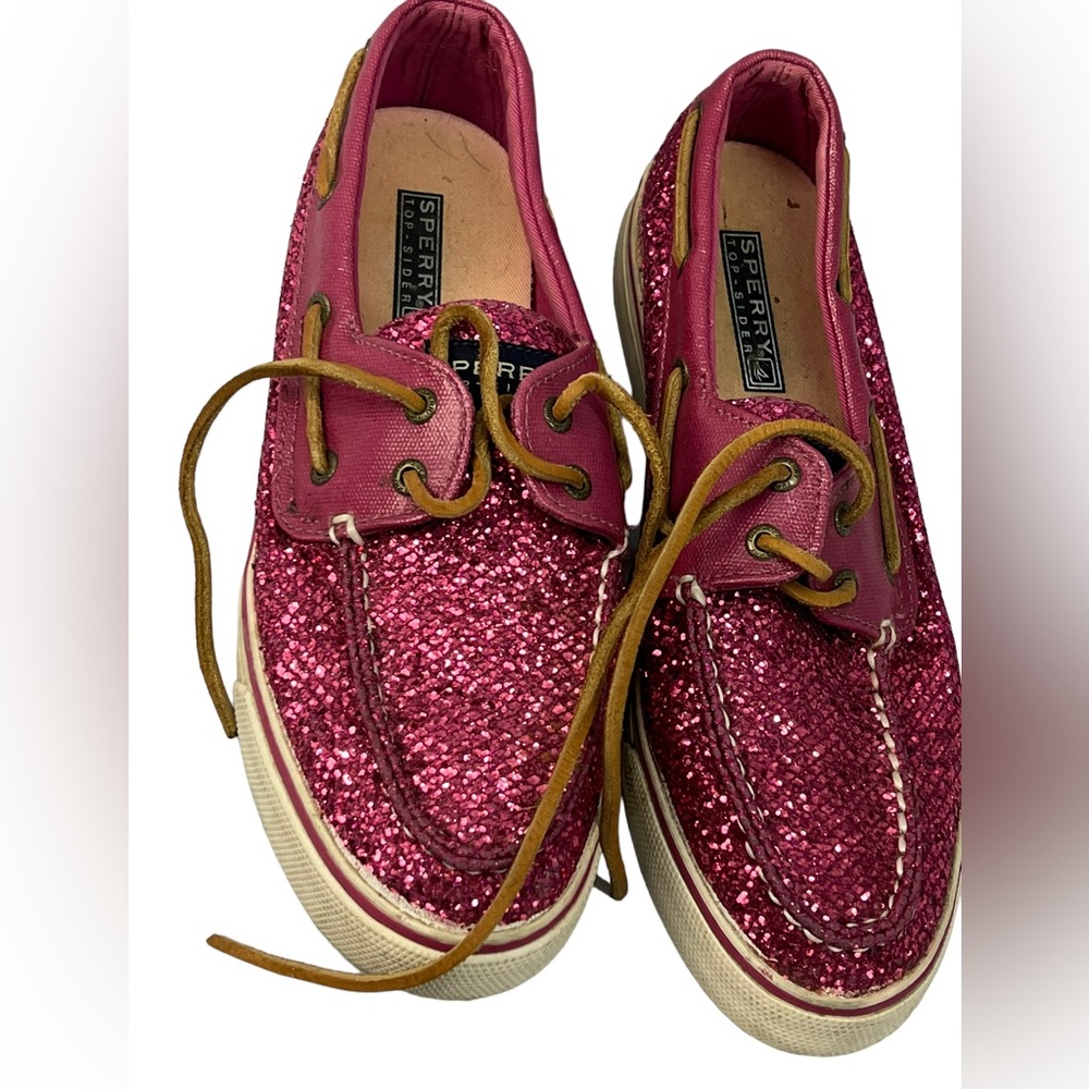 Sperry Ladies Glitter Pink Loafer Shoes Size 8 - Gem